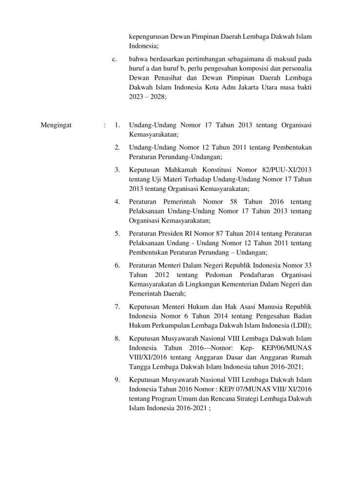 SUSUNAN PENGURUS DPD LDII JAKARTA UTARA MASA BAKTI 2023-2028 - DPD LDII Jakarta Utara